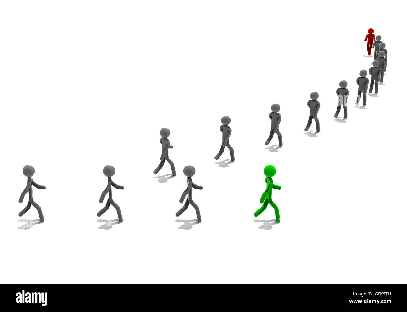 3D render image of two leaders with different teams representing the ...