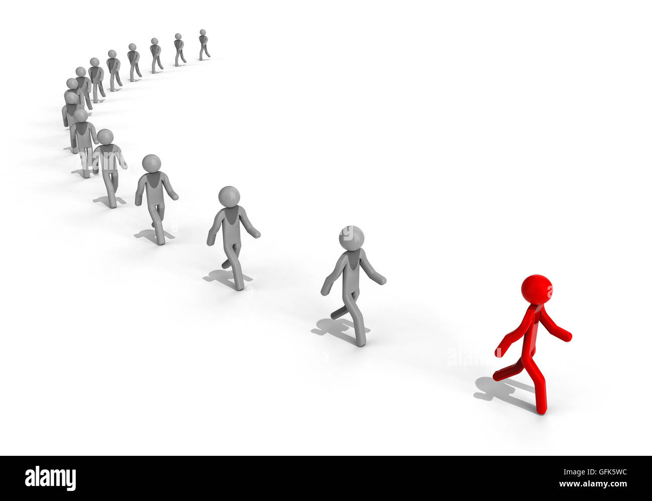 3D render image representing an illustrated set of people following the ...