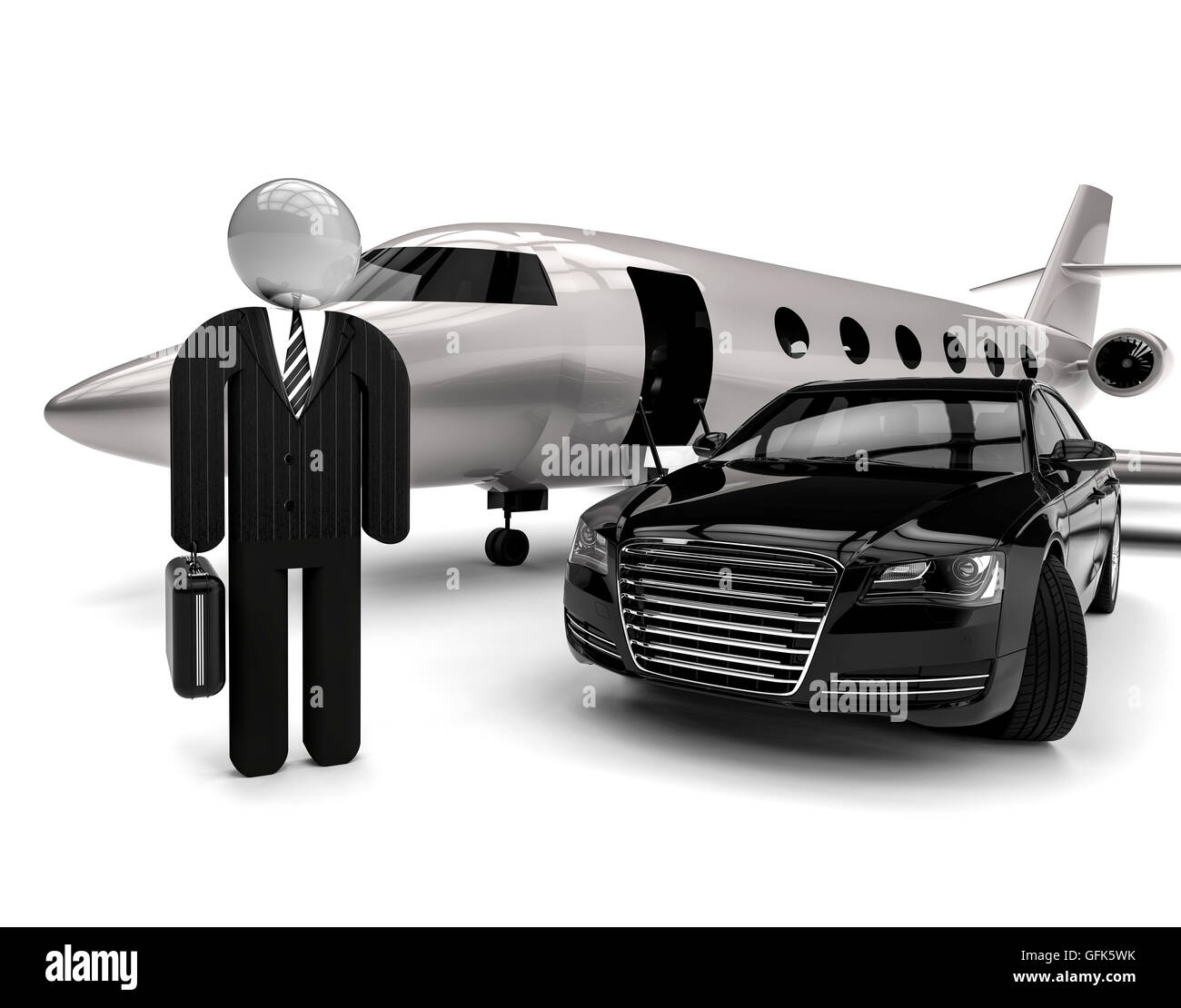 3D render image representing an transportation fleet of a businessmen ...