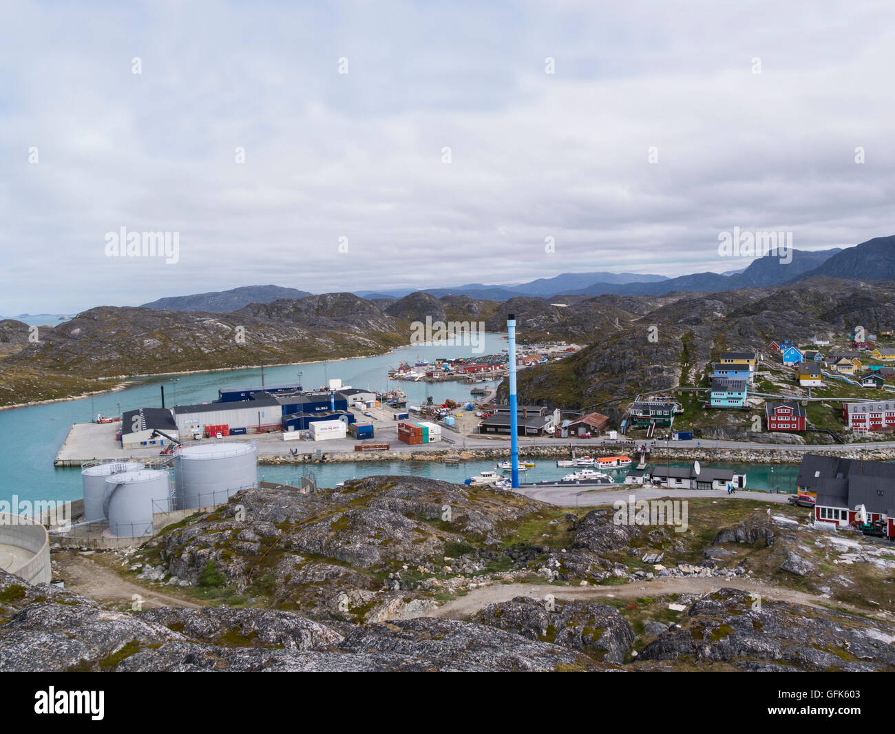 Paamiut town port South West Greenland small fishing community in ...