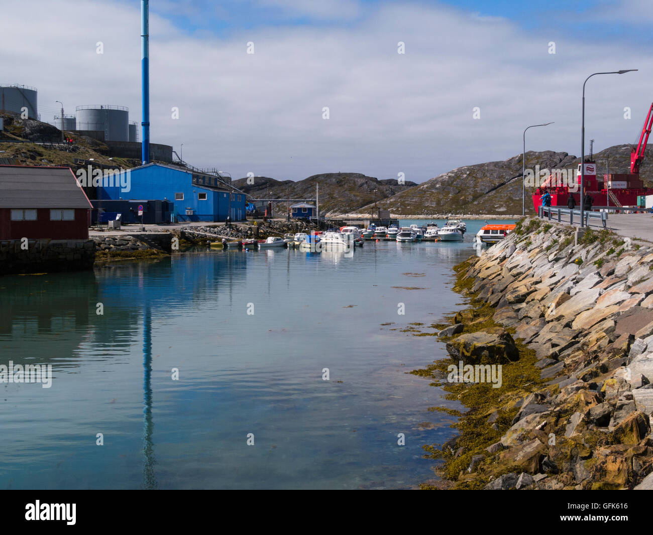 Paamiut town harbour mouth of Kuannersooq Fjord,Sermersooq municipality ...