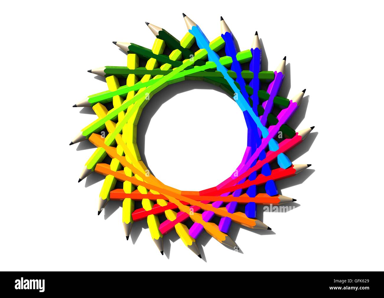 3d render image representing a colorful crayons circle Stock Photo - Alamy