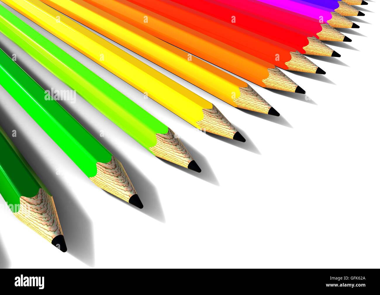 3d render image representing a row of colored pencils Stock Photo - Alamy