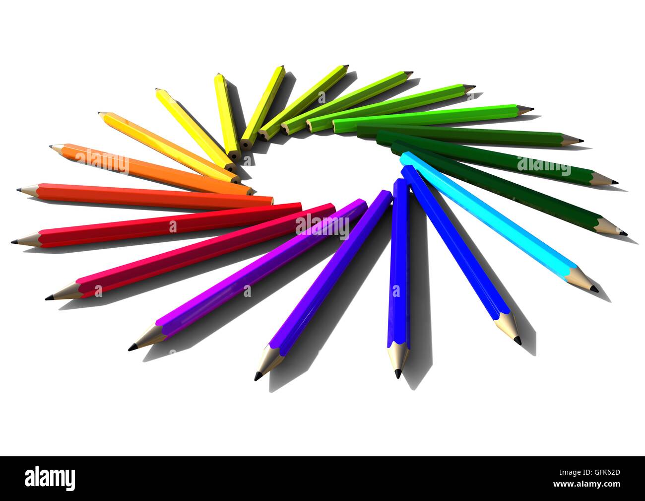 3d render image representing an circle of colored pencils Stock Photo ...