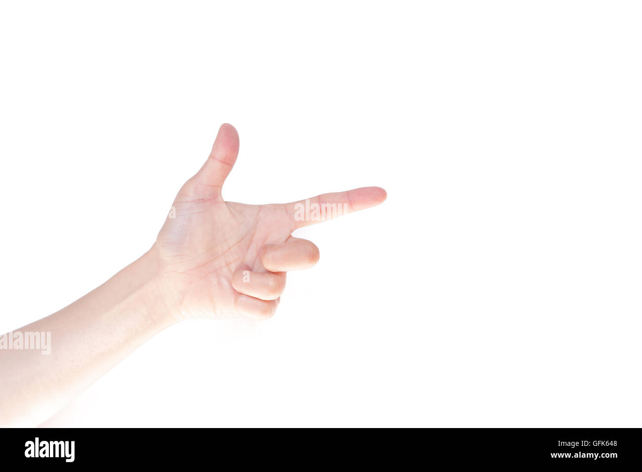 Pointing finger: Right on white isolated background Stock Photo - Alamy