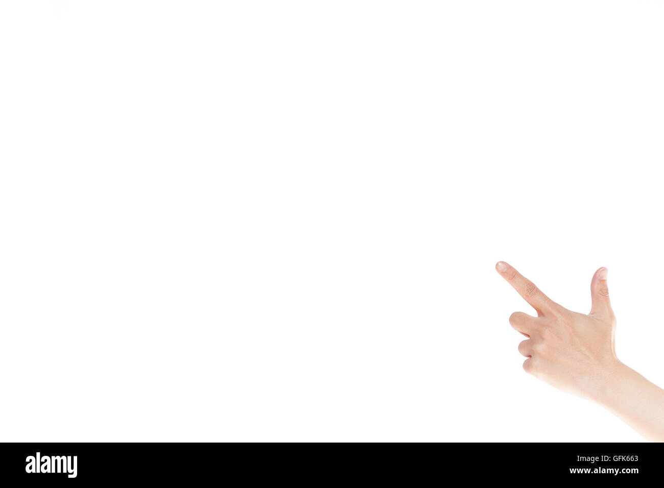 Pointing finger: Left on white isolated background Stock Photo - Alamy