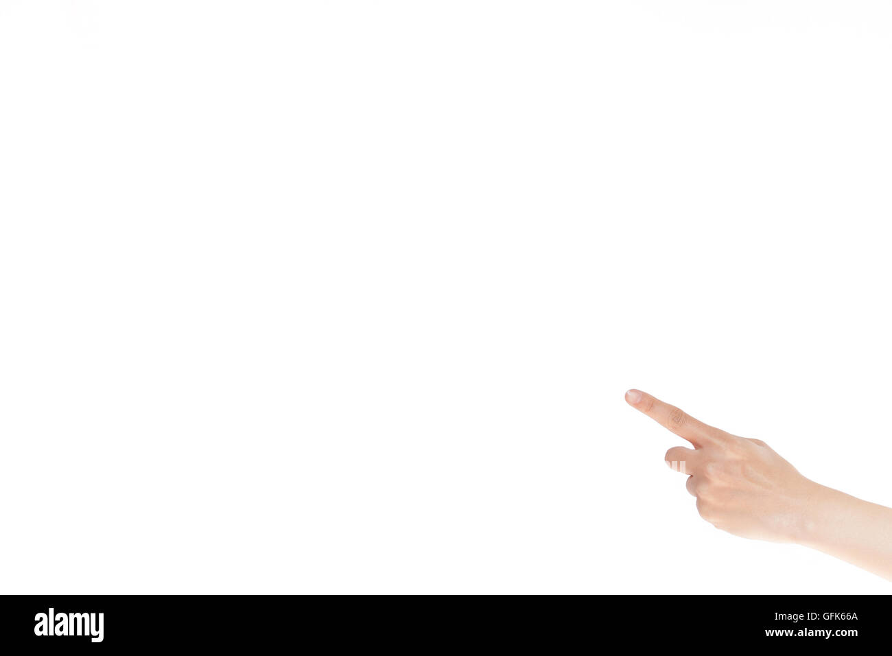 Pointing finger: Left on white isolated background Stock Photo - Alamy