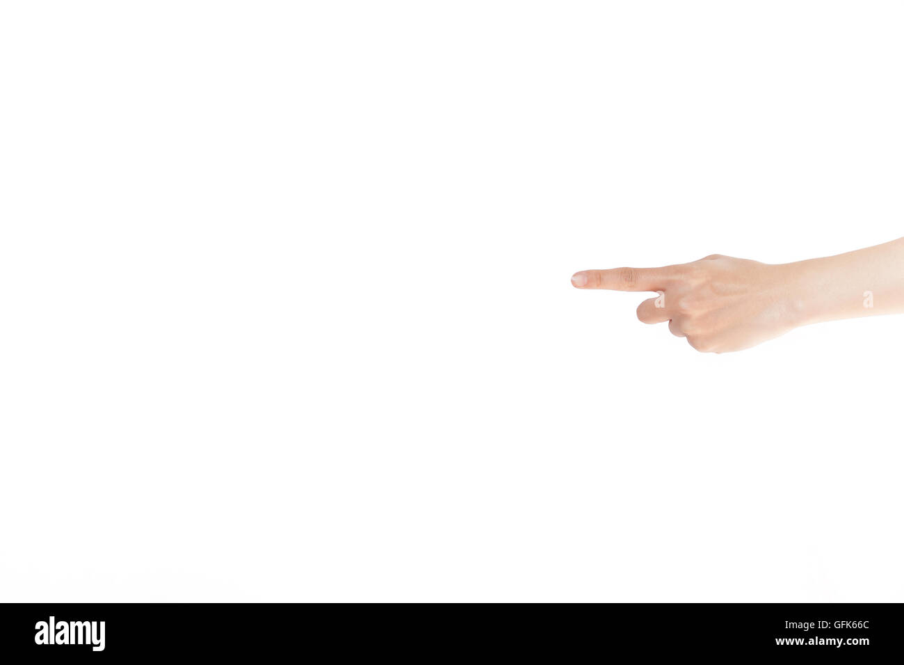 Pointing finger: Left on white isolated background Stock Photo - Alamy