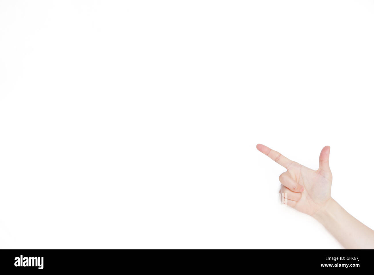 Pointing finger: Left on white isolated background Stock Photo - Alamy