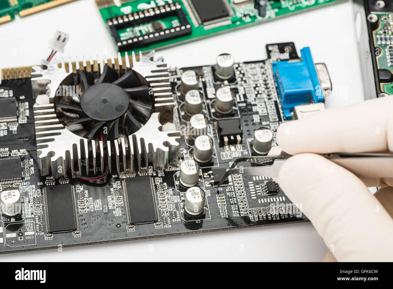 working on the graphics card Stock Photo - Alamy