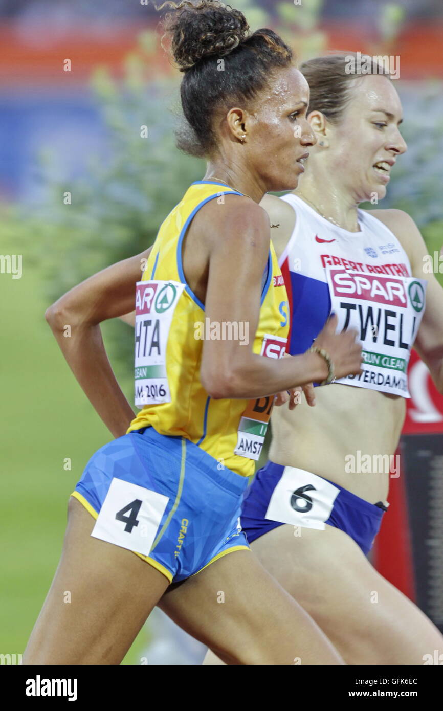 Amsterdam, Netherlands: July 7, 2016 meraf bahta 2nd in the 5000m in ...
