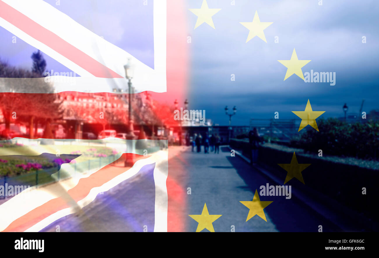 United Kingdom and European union flags combined for Brexit - London ...