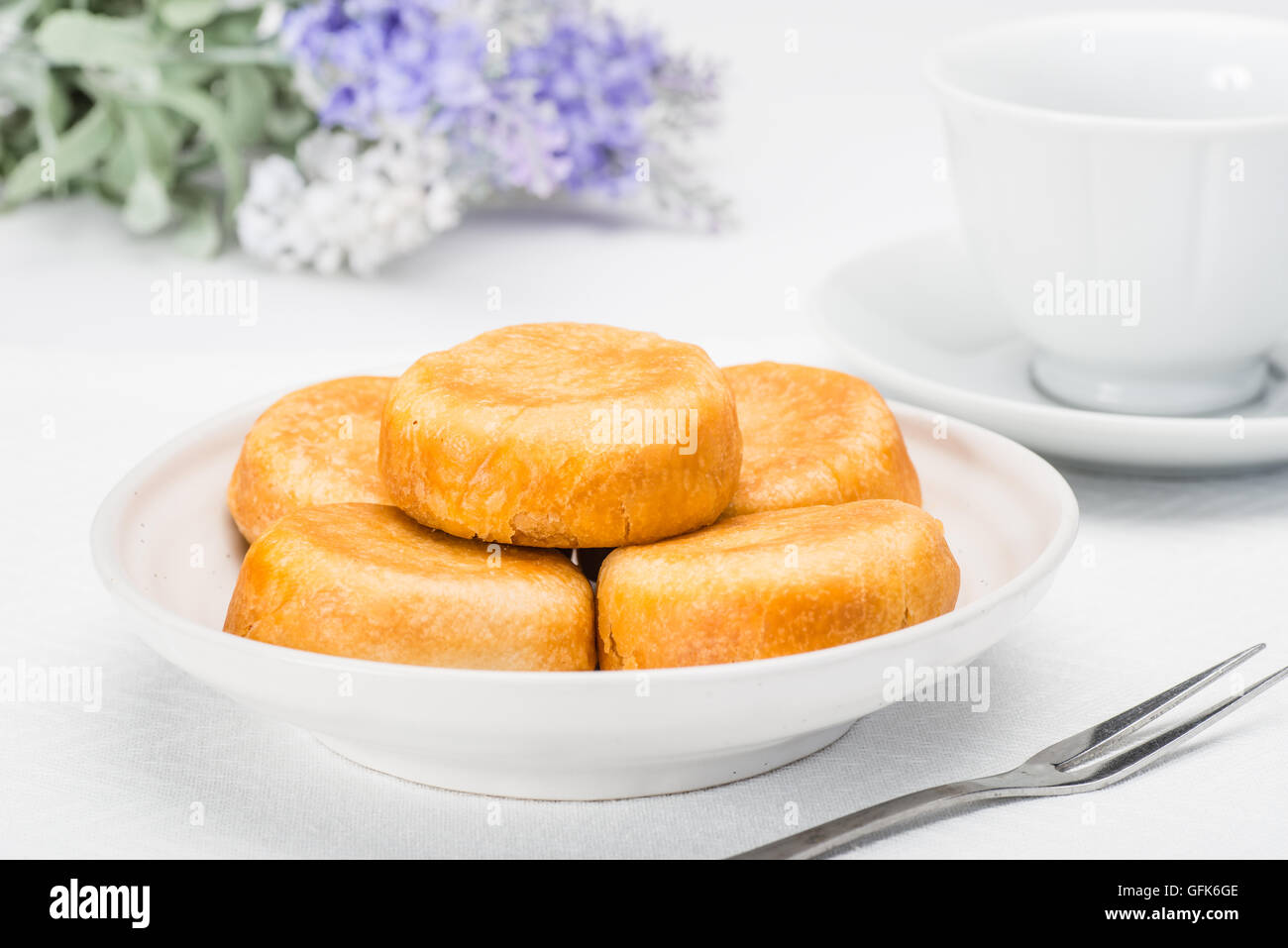 pie with rousong. rousong, also called meat wool, meat floss, pork ...