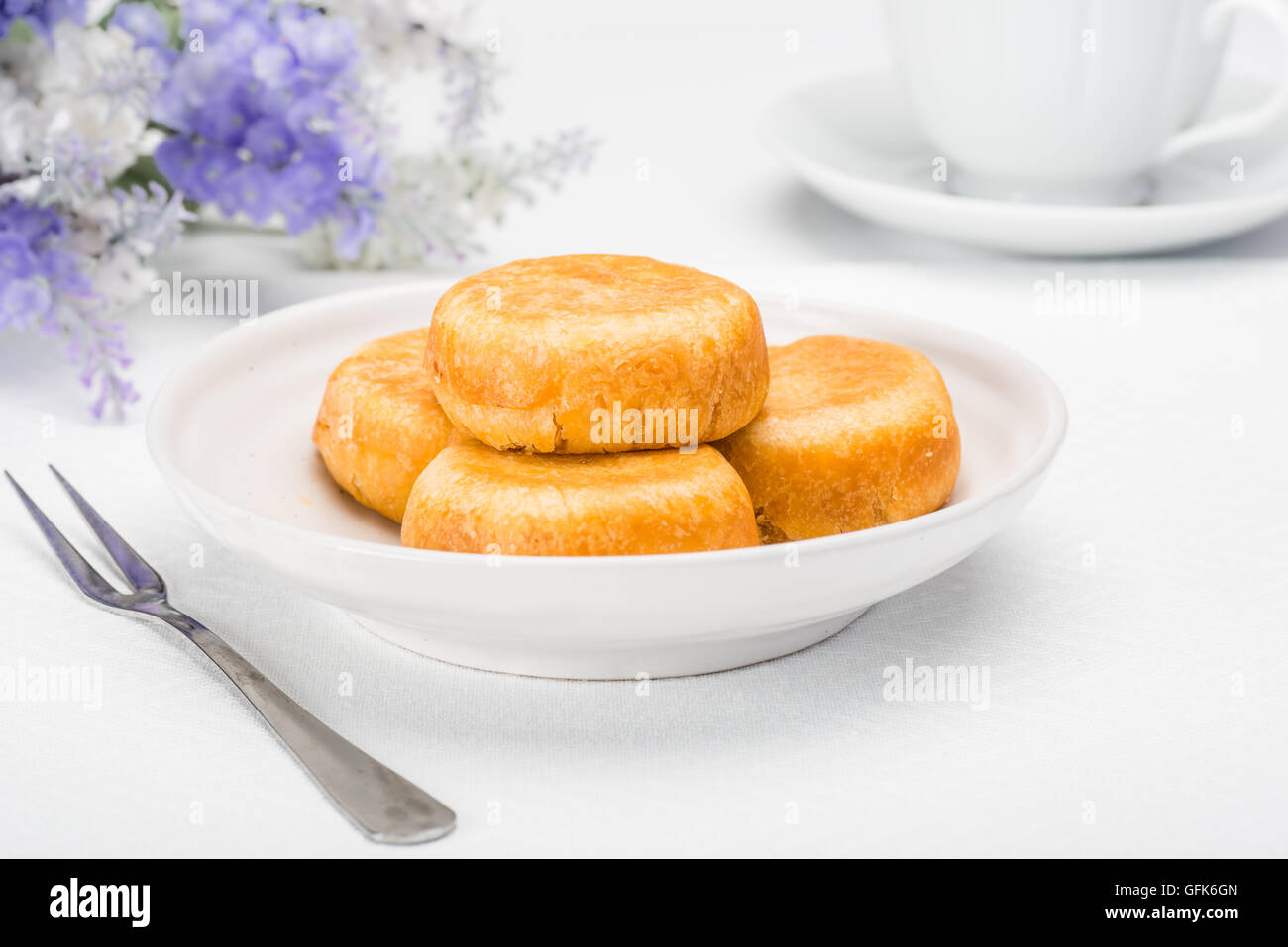 pie with rousong. rousong, also called meat wool, meat floss, pork ...