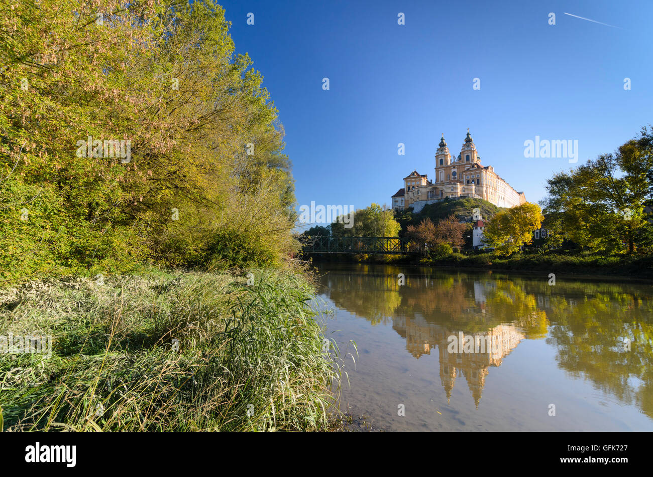 Melk: Melk Abbey monastery, oxbow lake of Danube, Austria ...