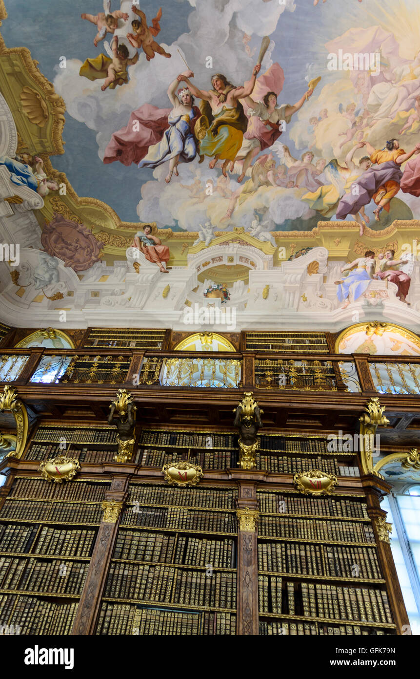 Melk: Melk Abbey monastery: Library with ceiling fresco by Paul Troger ...