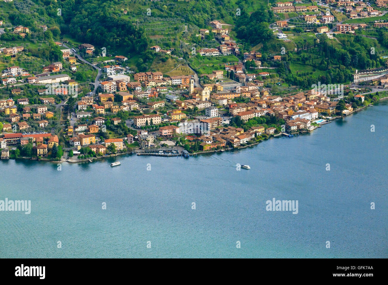 Lake panorama from "Monte Isola", Italy. Italian landscape. Island on ...