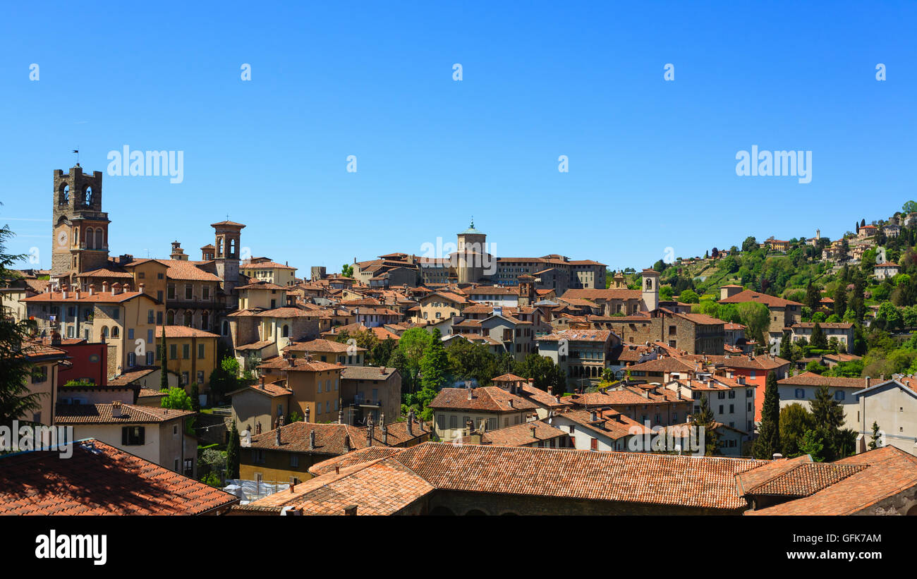 View of upper city of "Bergamo", Italian medieval town. Panorama from ...
