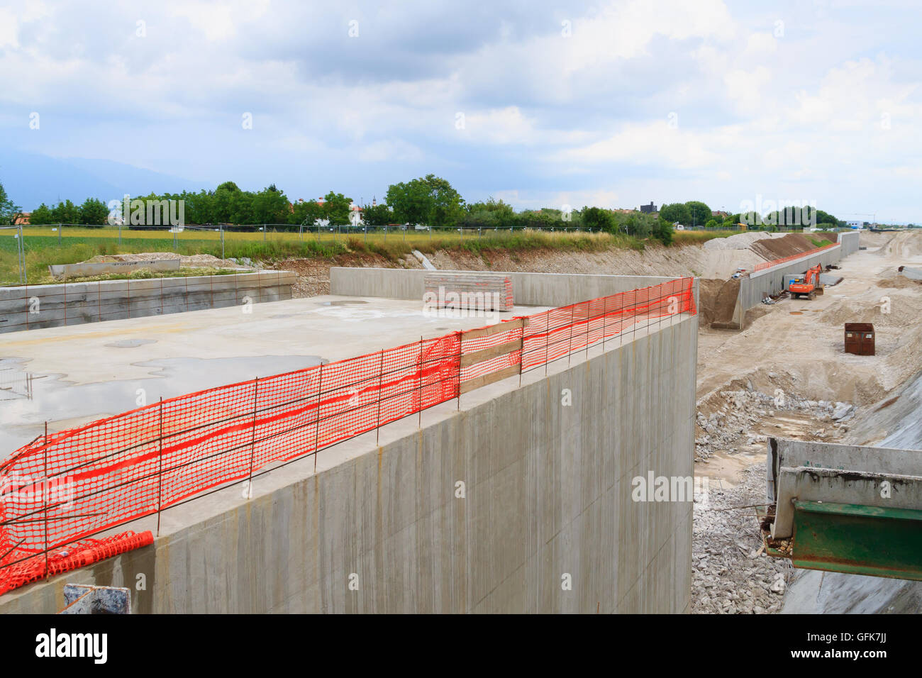 Detail of a road construction site for a new highway. Civil Engineering ...