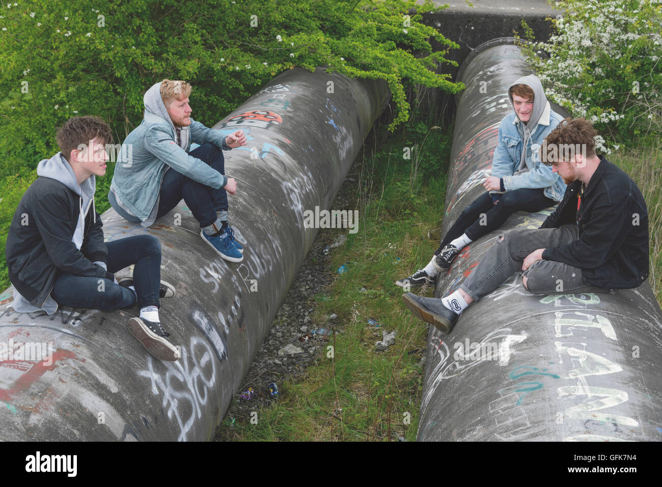 The boys of band Viola Beach at Fiddlers Ferry. L to r. River Reeves ...