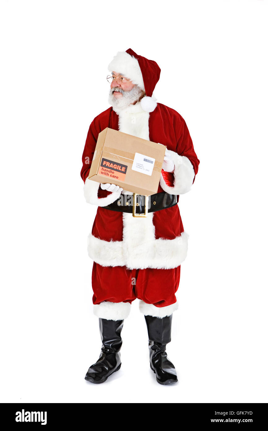 Series with a traditional American Santa Claus, isolated on a white ...