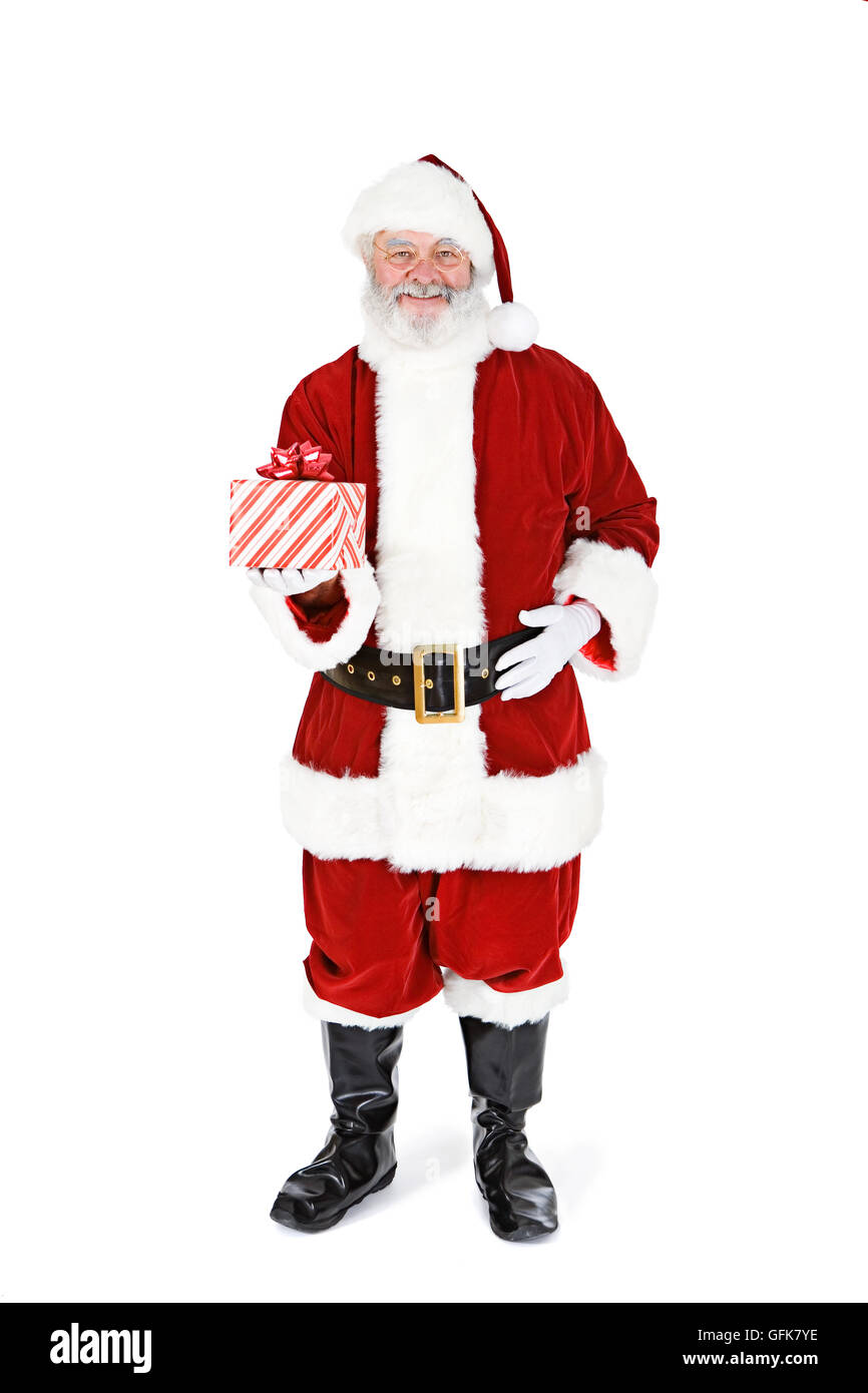 Series with a traditional American Santa Claus, isolated on a white ...