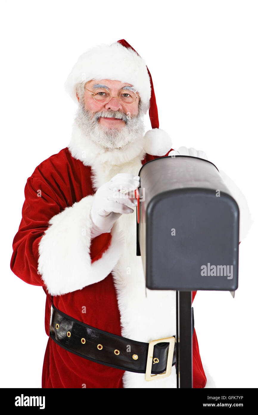 Series with a traditional American Santa Claus, isolated on a white ...