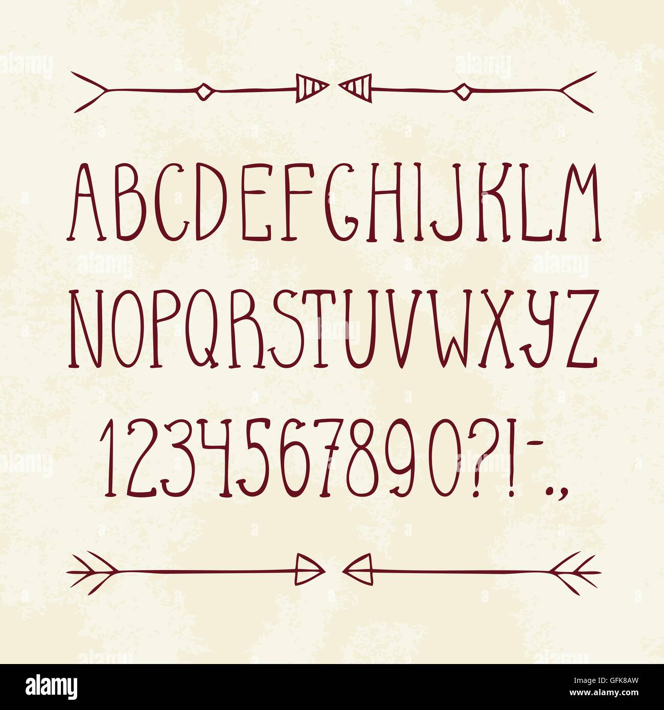 English hand drawn alphabet and arrows Stock Vector Image & Art - Alamy