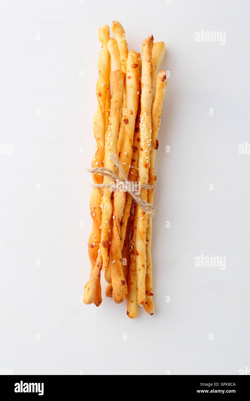 italian bread sticks on white background Stock Photo - Alamy