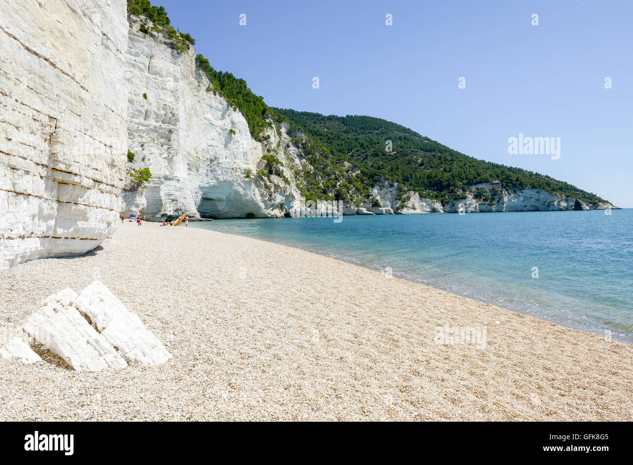 Vieste, Italy - 30 June 2016: tourists sunbathing and swimming at the ...