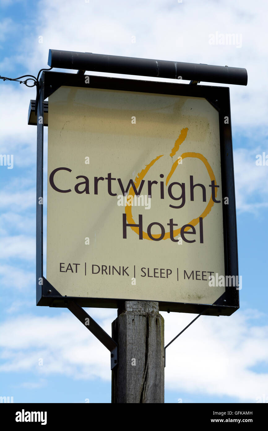 Cartwright Hotel sign, Aynho, Northamptonshire, England, UK Stock Photo ...
