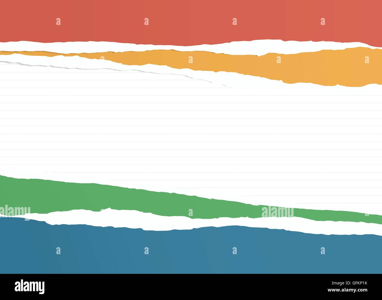 Colorful torn paper pieces are stuck on lined background Stock Vector ...