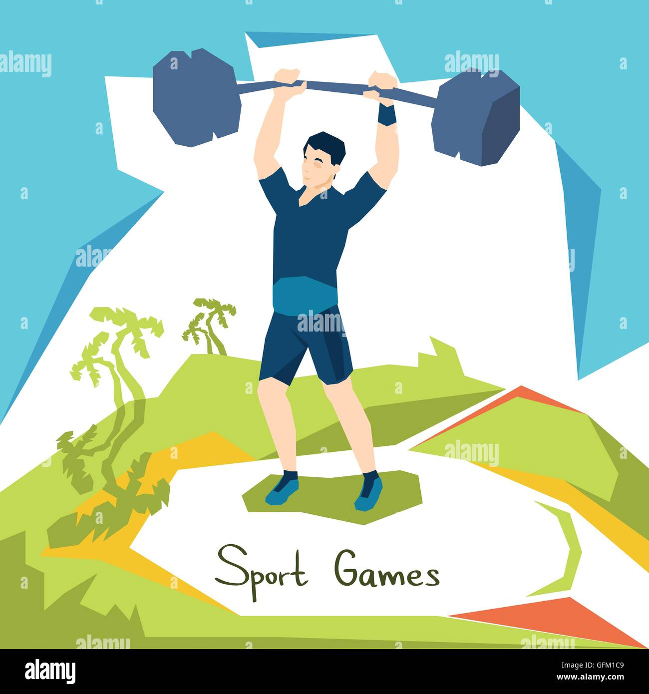 Athlete With Barrel Weightlifting Sport Competition Stock Vector Image ...
