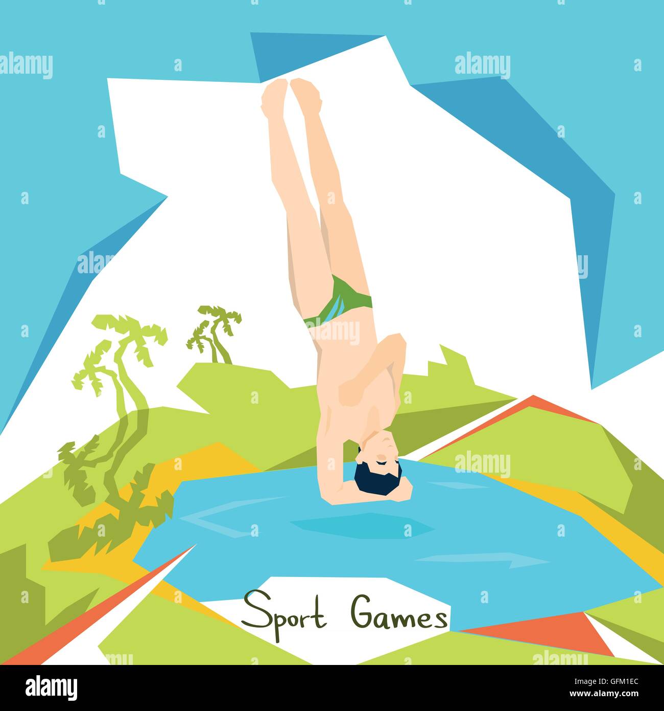 Diving Athlete Diver Summer Sport Competition Stock Vector Image & Art ...