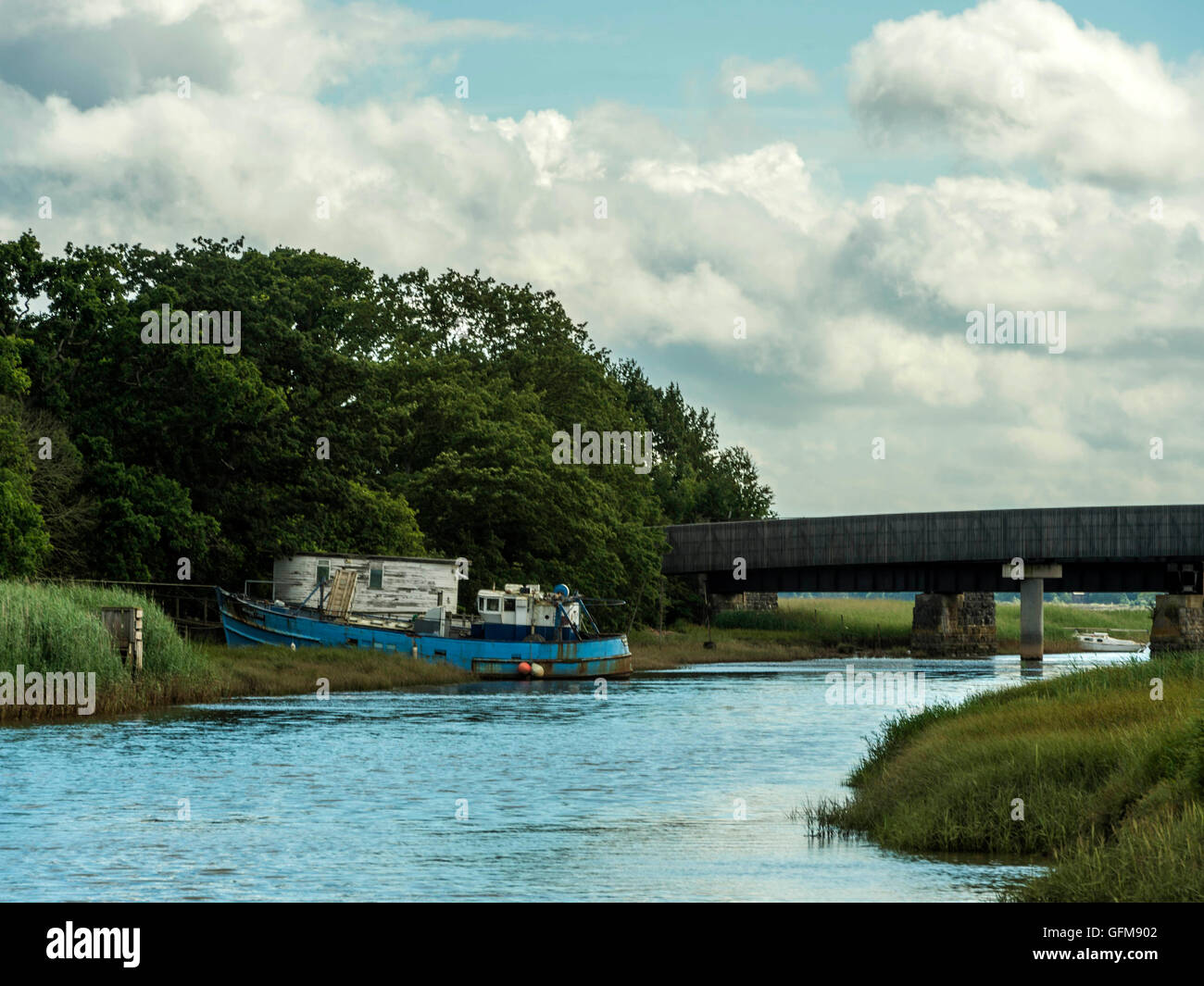 Landscape depicting the Goosemoor & River Clyst Bridge near Topsham in ...