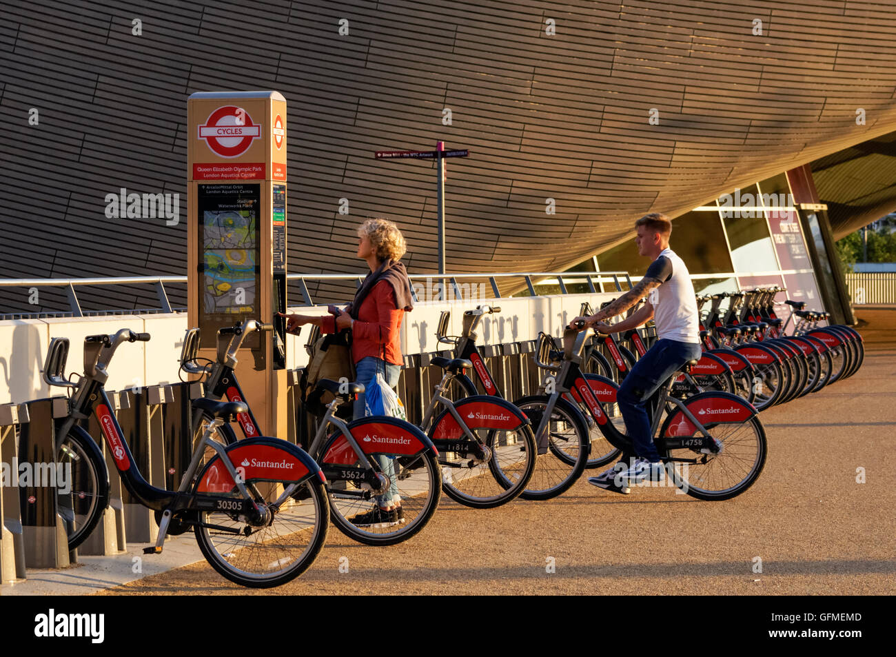 Santander Cycles Hire docking station at the Queen Elizabeth Olympic ...