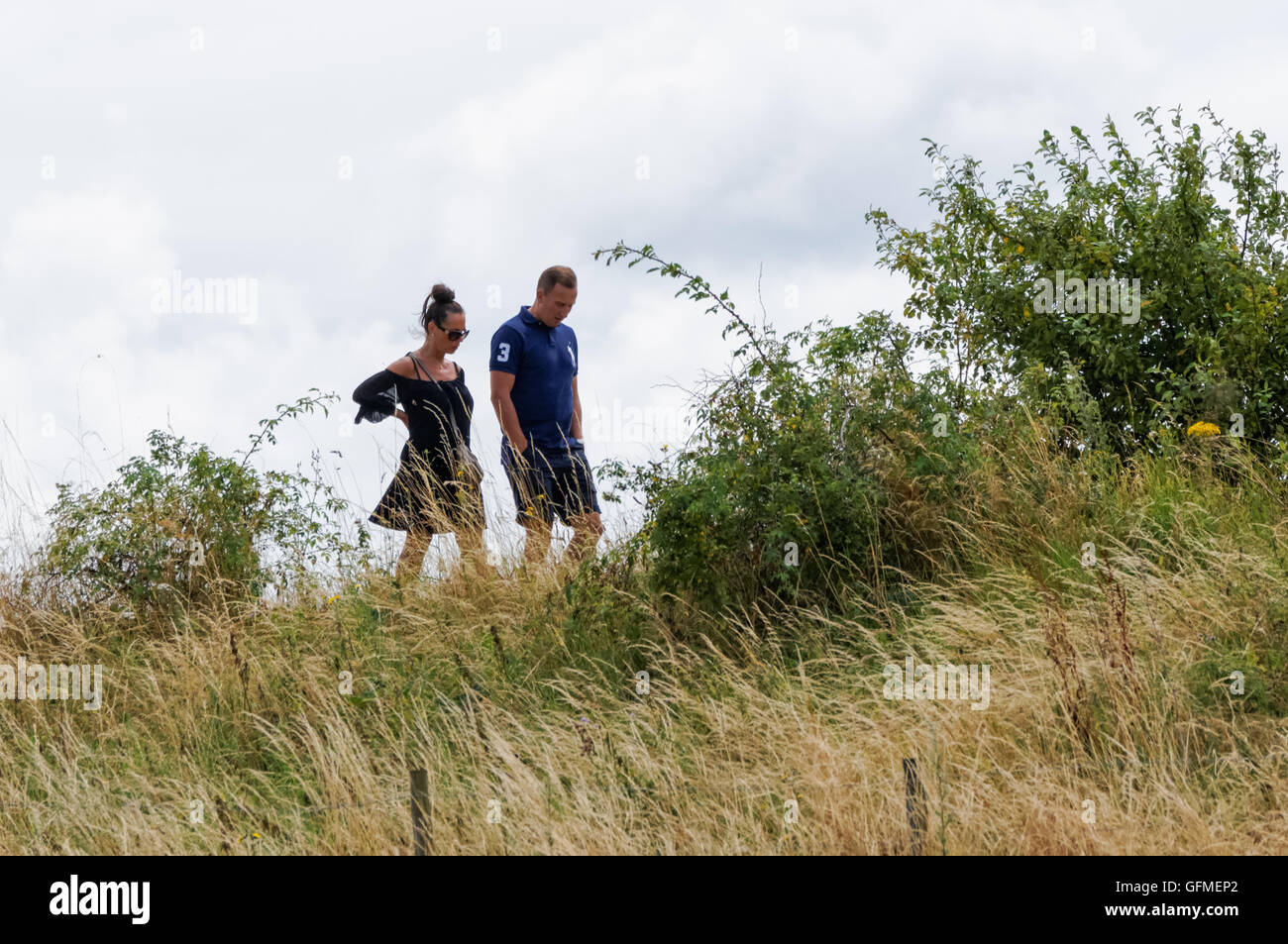 Walkers at Rainham Marshes Nature Reserve in London England United ...
