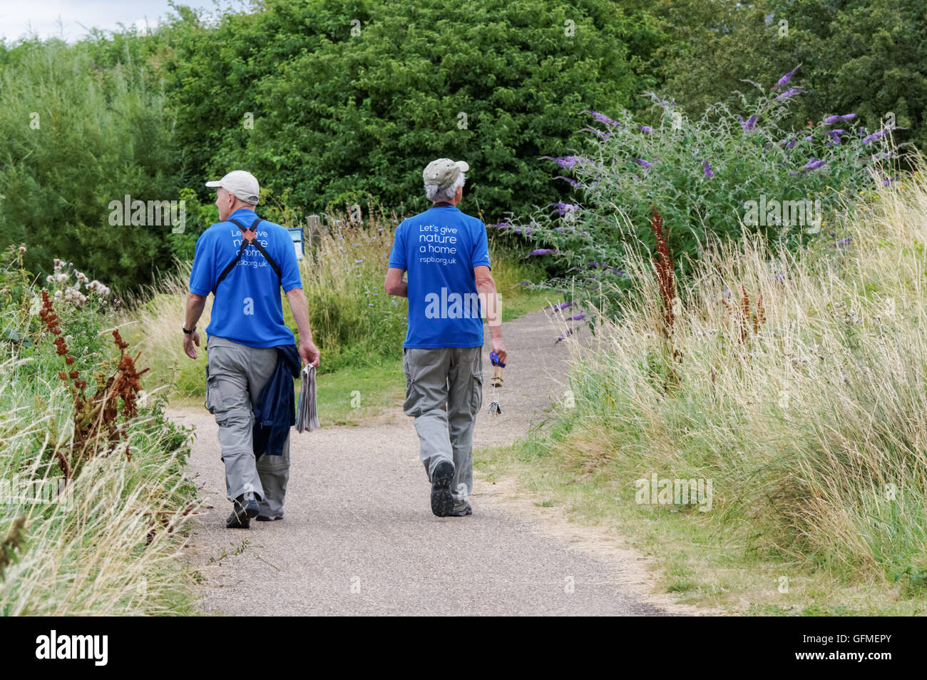 RSPB staff members at Rainham Marshes Nature Reserve in London England ...