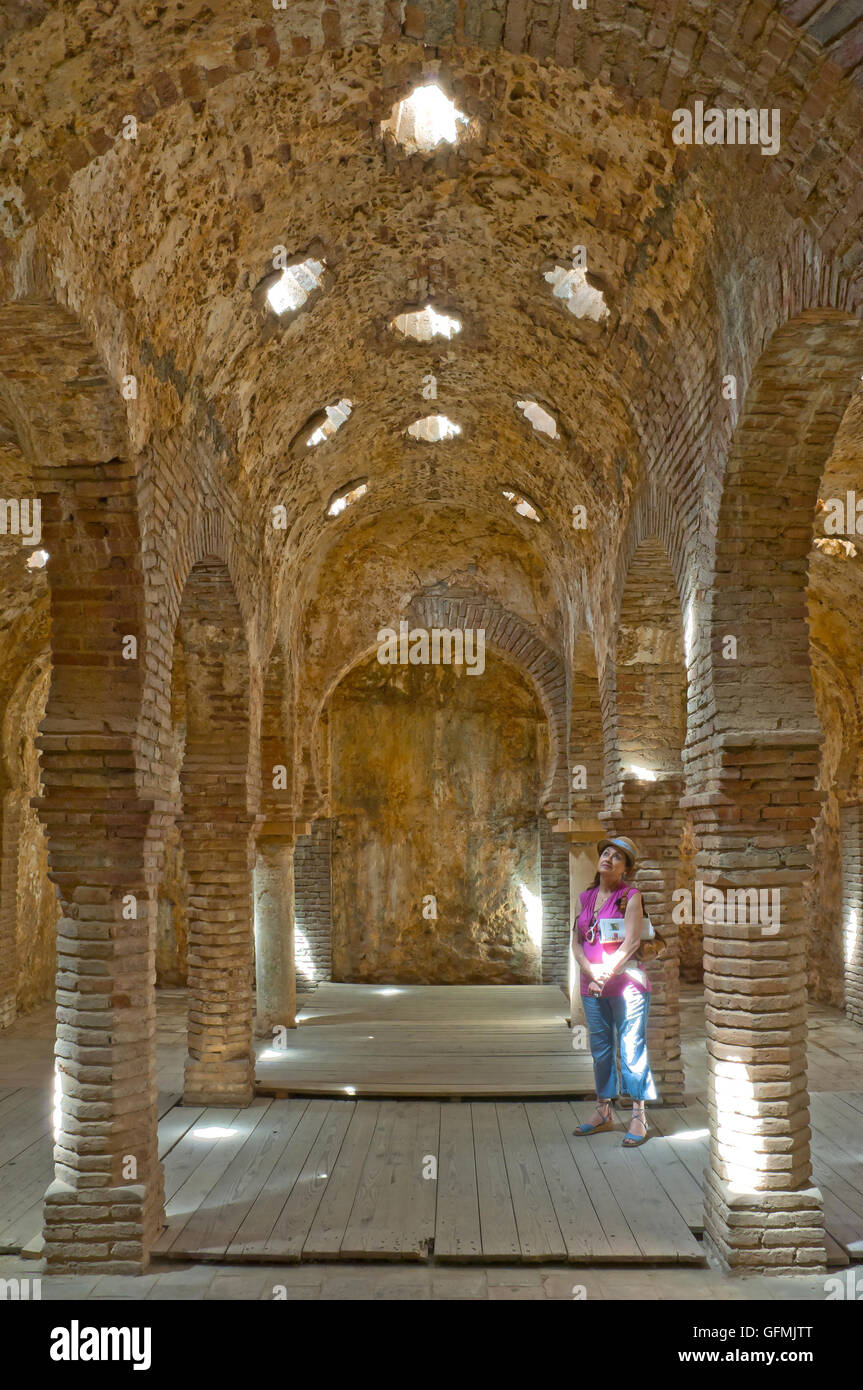 Arab baths-13th century- and tourist, Ronda, Malaga province, Region of ...