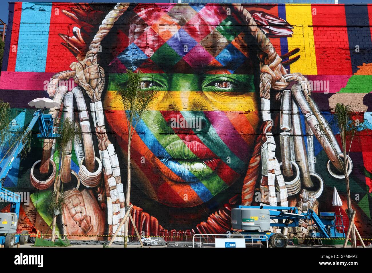 Rio de Janeiro, 30th July 2016. "Ethnicities" grafitti wall by Eduardo ...