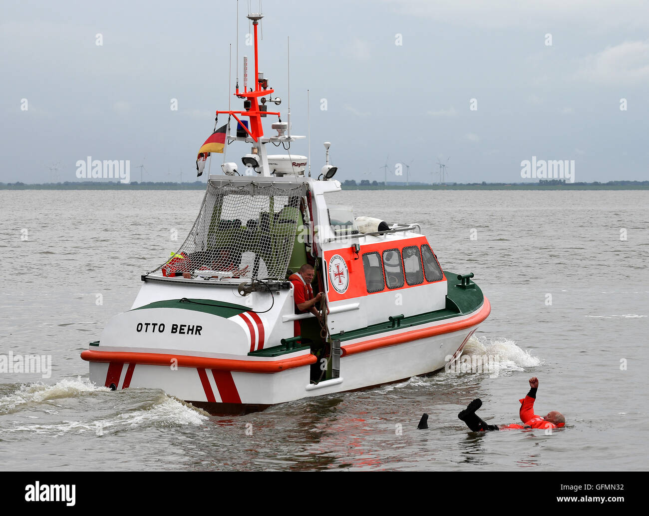 Rescue worker in the rescue boat "Otto Behr" from the German Society ...