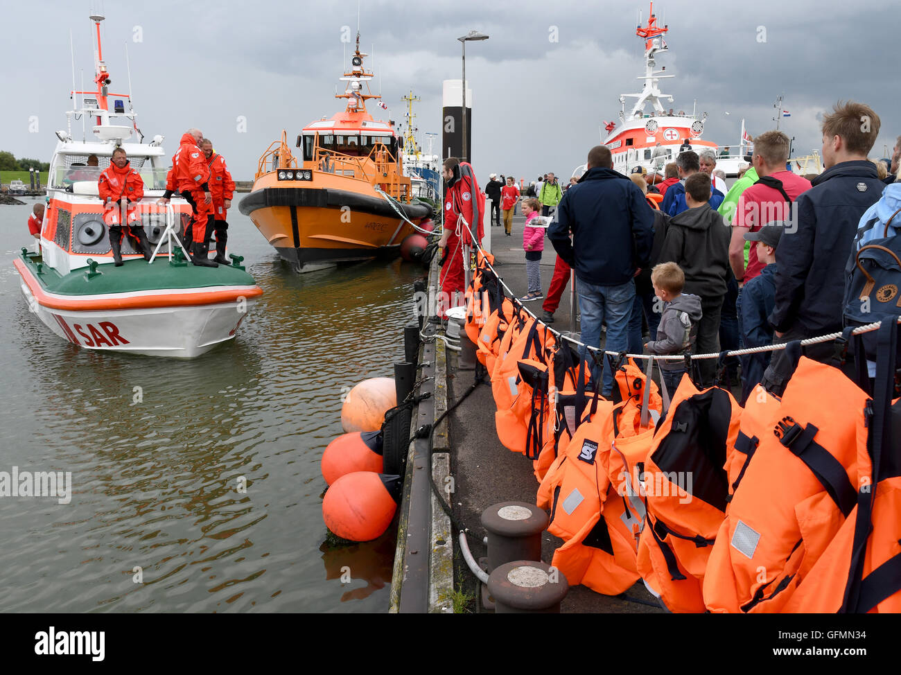 Vistors look at the rescue boat "Otto Behr" from the German Society for ...