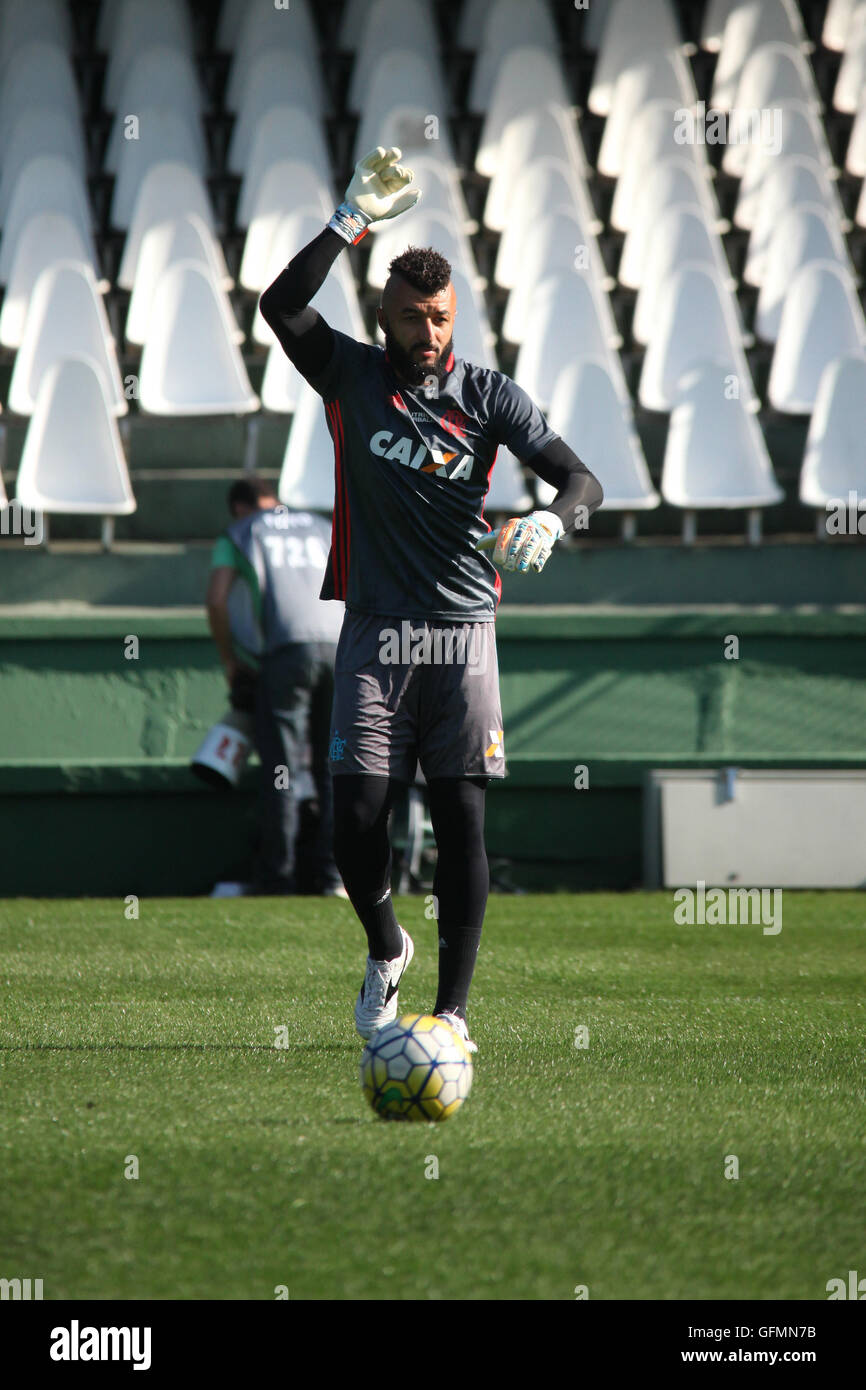 Goalkeeper Flamengo Alex Wall in the warm up before the game. Coritiba and Flamengo are valid ...