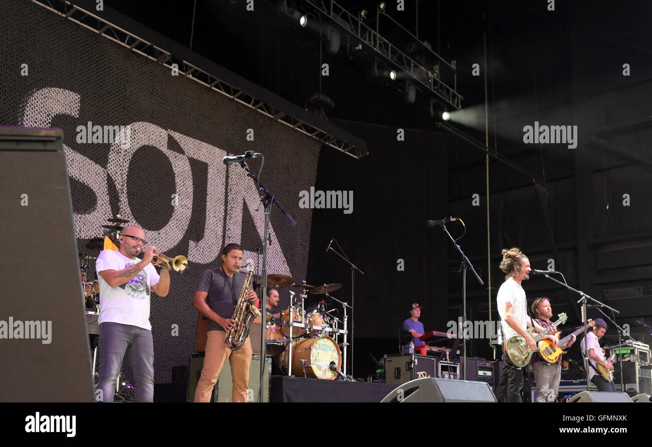 Portsmouth, VIRGINIA, USA. 29th July, 2016. SOJA members JACOB HEMPHILL ...