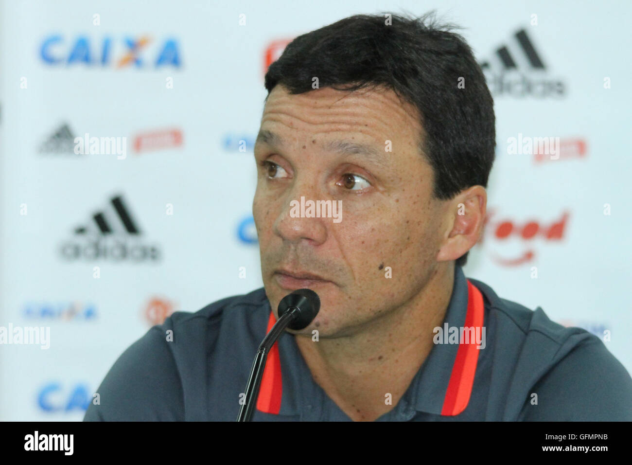 Flamengo coach at the press conference after the victory over Coritiba ...