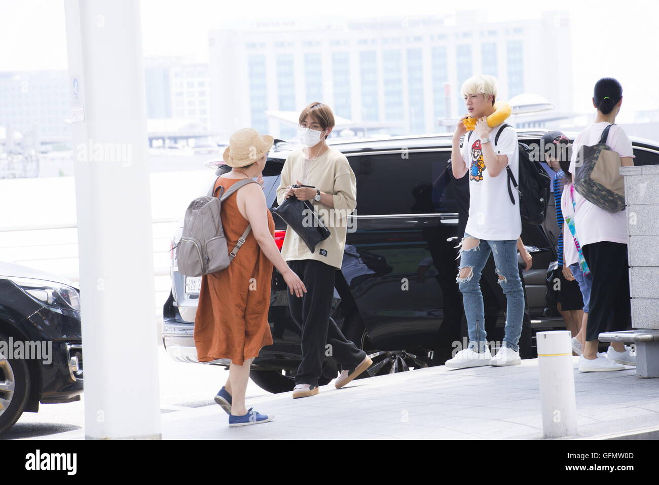 Seoul, Korea. 31st July, 2016. BTS fly to LA for KCON 2016 LA in Seoul ...