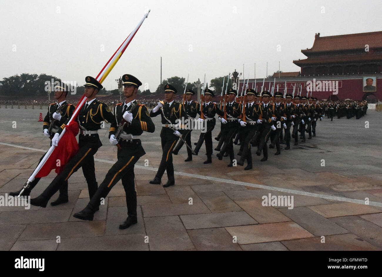 Beijing, China. 1st Aug, 2016. A flag-raising ceremony is held at the ...
