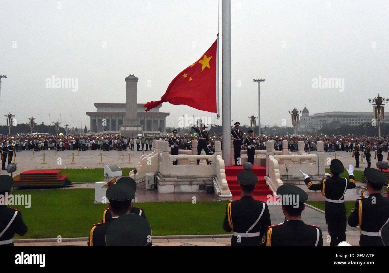 Beijing, China. 1st Aug, 2016. A flag-raising ceremony is held at the ...