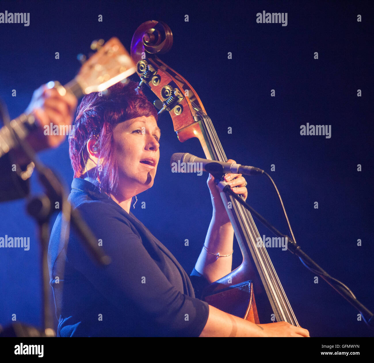 Sidmouth Folk Week, 31st July 2016 Double bassist Miranda Sykes of ...