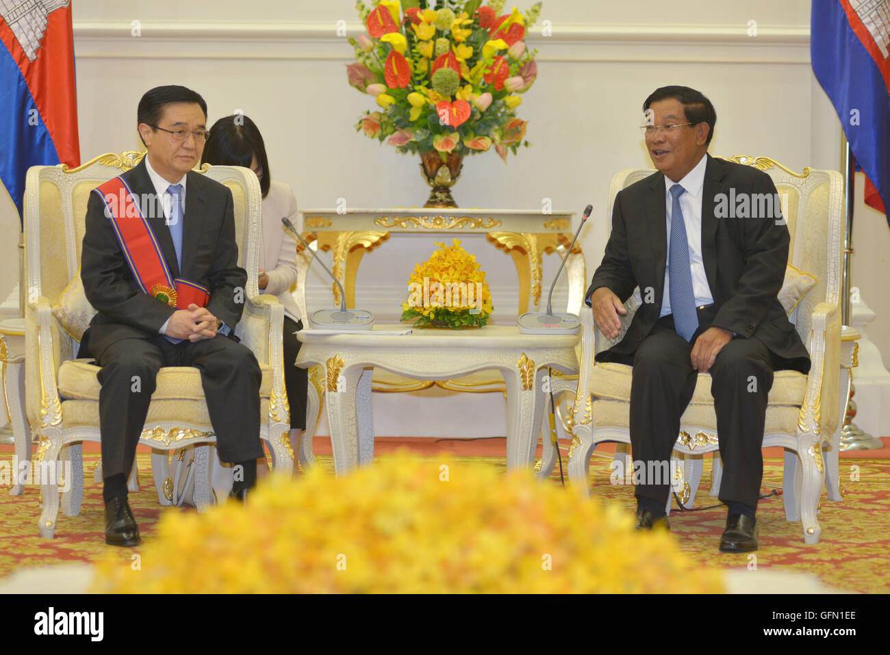 Phnom Penh, Cambodia. 1st Aug, 2016. Cambodian Prime Minister Samdech ...